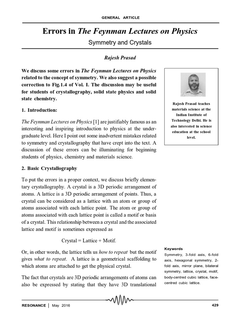Errors in Feynman Lectures | PDF | Crystal Structure | Crystal