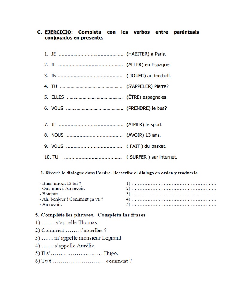 Repaso Frances 1º Eso | PDF