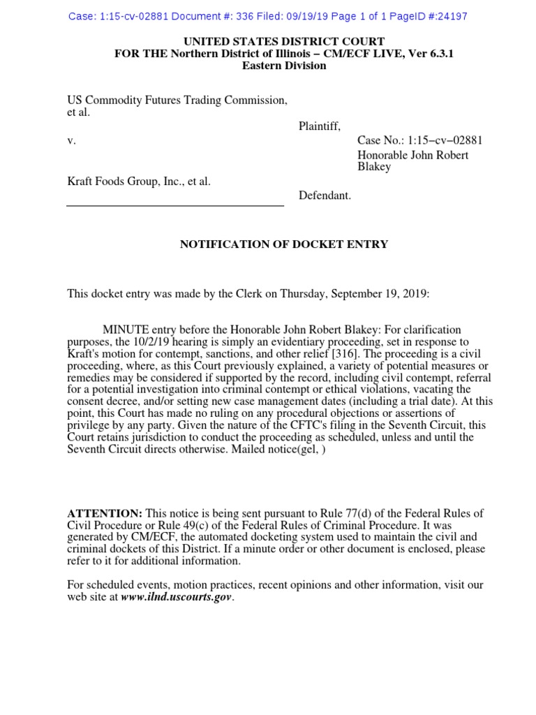 Minute Entry 336 | Download Free PDF | Contempt Of Court | Cm/Ecf