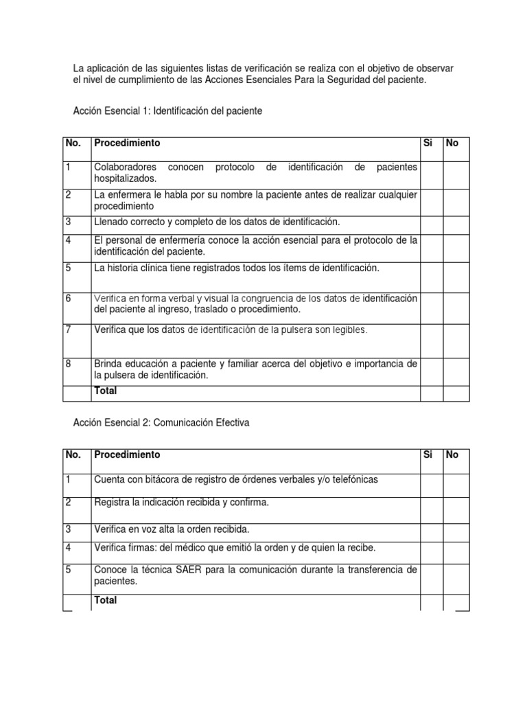 Acciones Esenciales para la Seguridad del Paciente | PDF | Cirugía ...