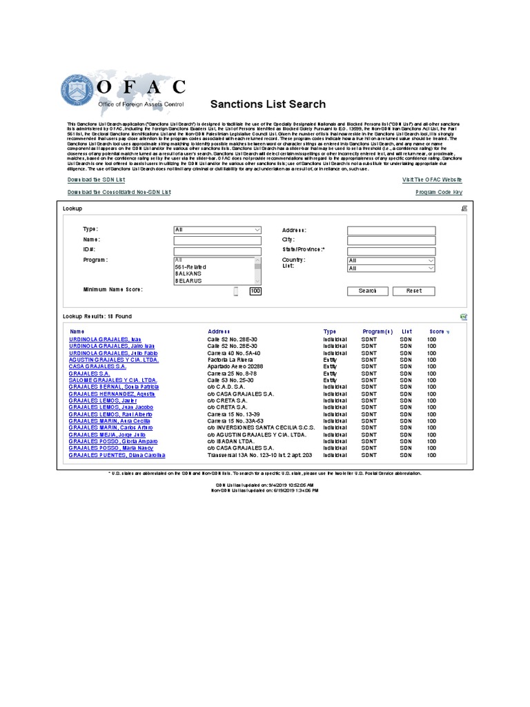 Ofac Grajales | PDF | Office Of Foreign Assets Control | Government