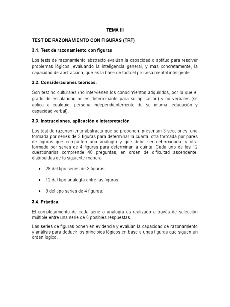 Test de Razonamiento con Figuras (TRF) | PDF