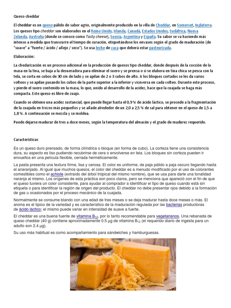 Queso Cheddar | PDF | Queso cheddar | Productos lácteos