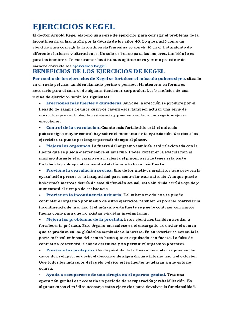 Beneficios y Guía de Ejercicios Kegel | PDF | Orgasmo | Urología
