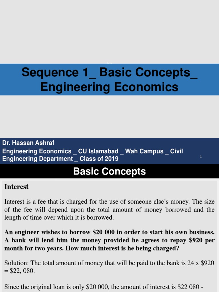 Basic Concepts - Sequence 1 - Engineering Economics | PDF | Interest | Compound Interest