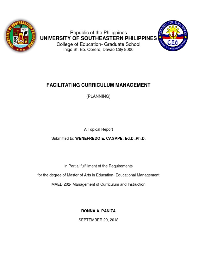 MAED 202 - Ronna Paniza - Report - Planning | PDF | Goal | Strategic Planning