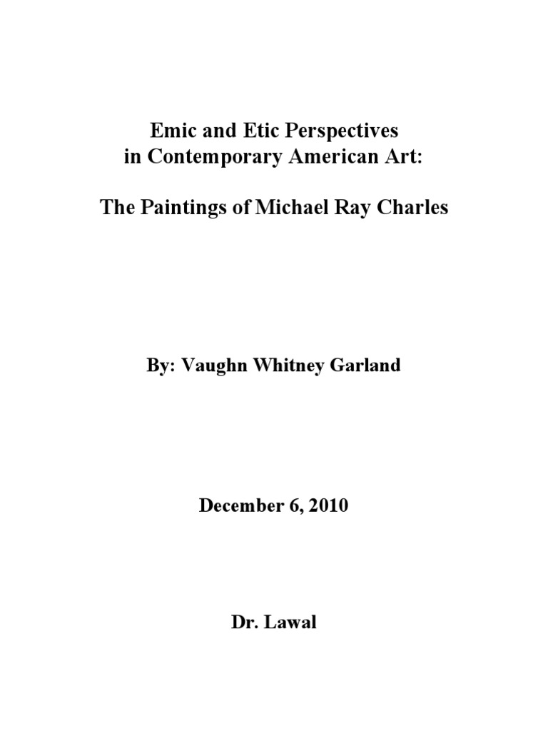Emic and Etic Perspectives in Contemporary American Art The Paintings ...