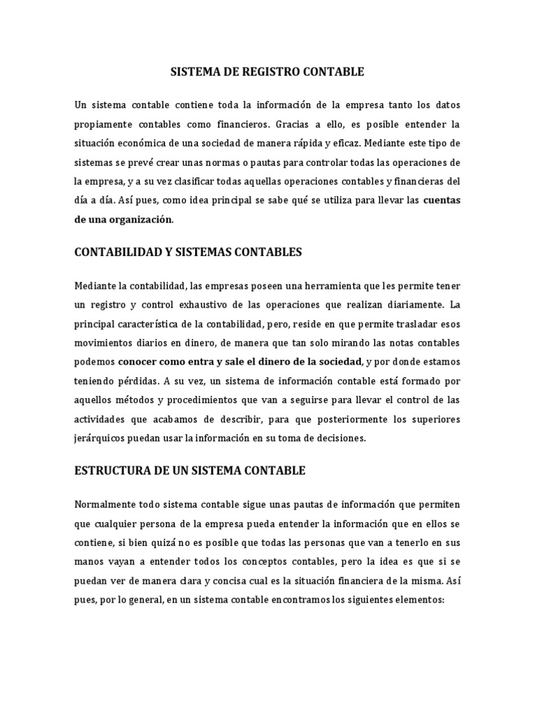 Sistema de Registro Contable | PDF | Contabilidad | Información