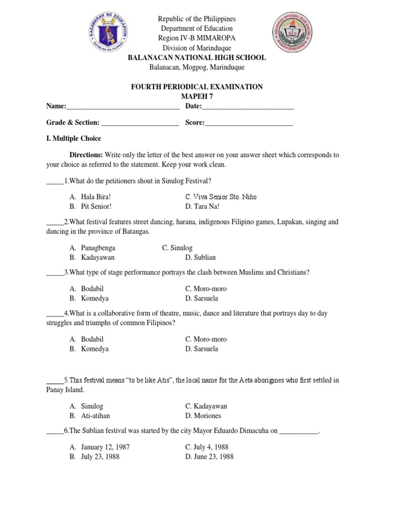 Fourth Periodical Exam Grade 7 Pt. | PDF | Allergy | Medical Specialties