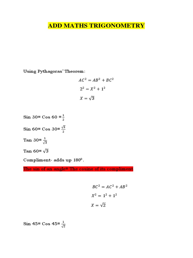 Add Maths Trigonometry Pdf