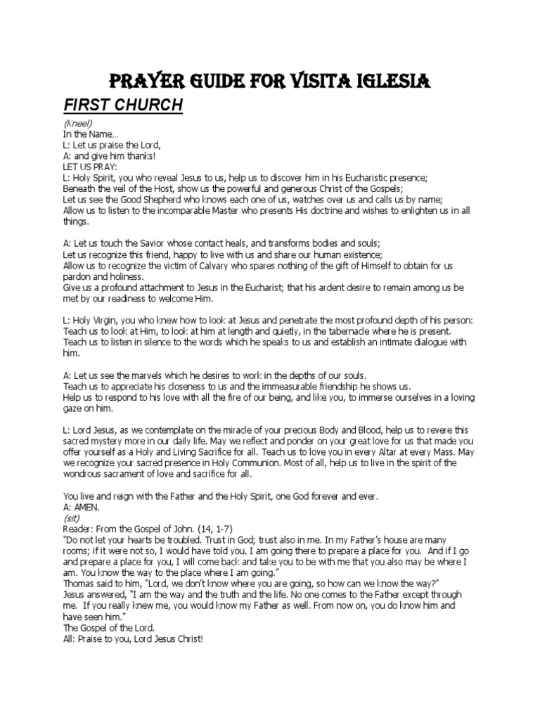 Prayer Guide For Visita Iglesia | PDF | Eucharist | Glory (Religion)