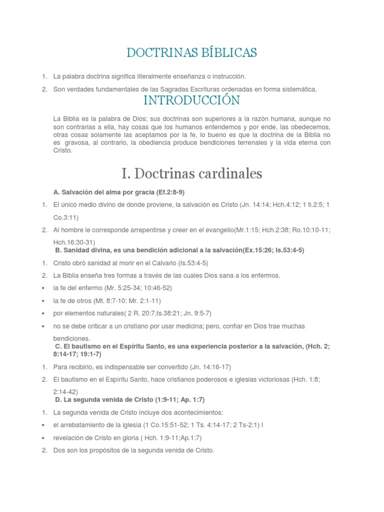 Doctrinas Bíblicas Fundamentales: Un Resumen de las Enseñanzas Teológicas Principales de la ...