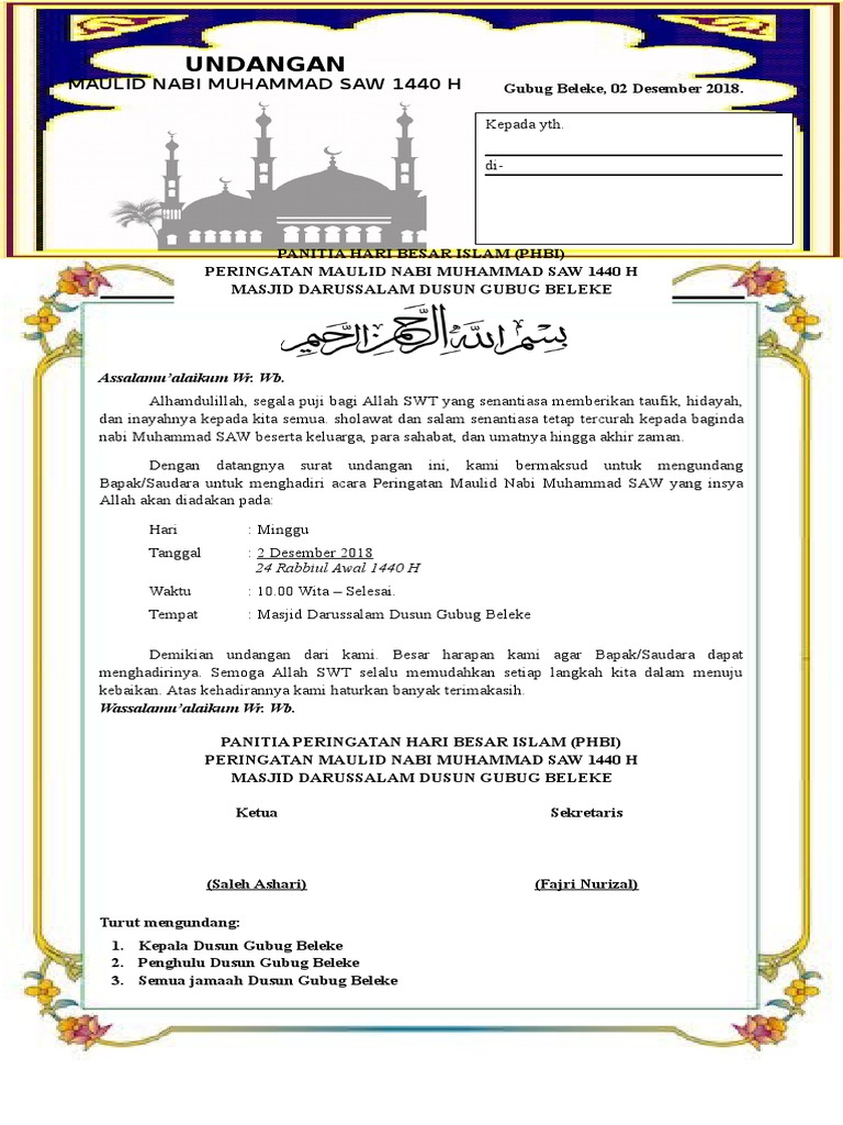 Undangan Maulid Nabi Muhammad SAW | PDF