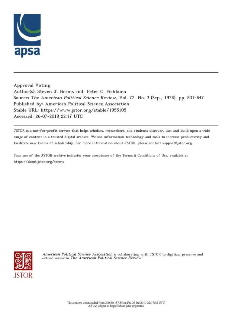 Approval Voting: An Analysis of a Single-Ballot Voting System that ...