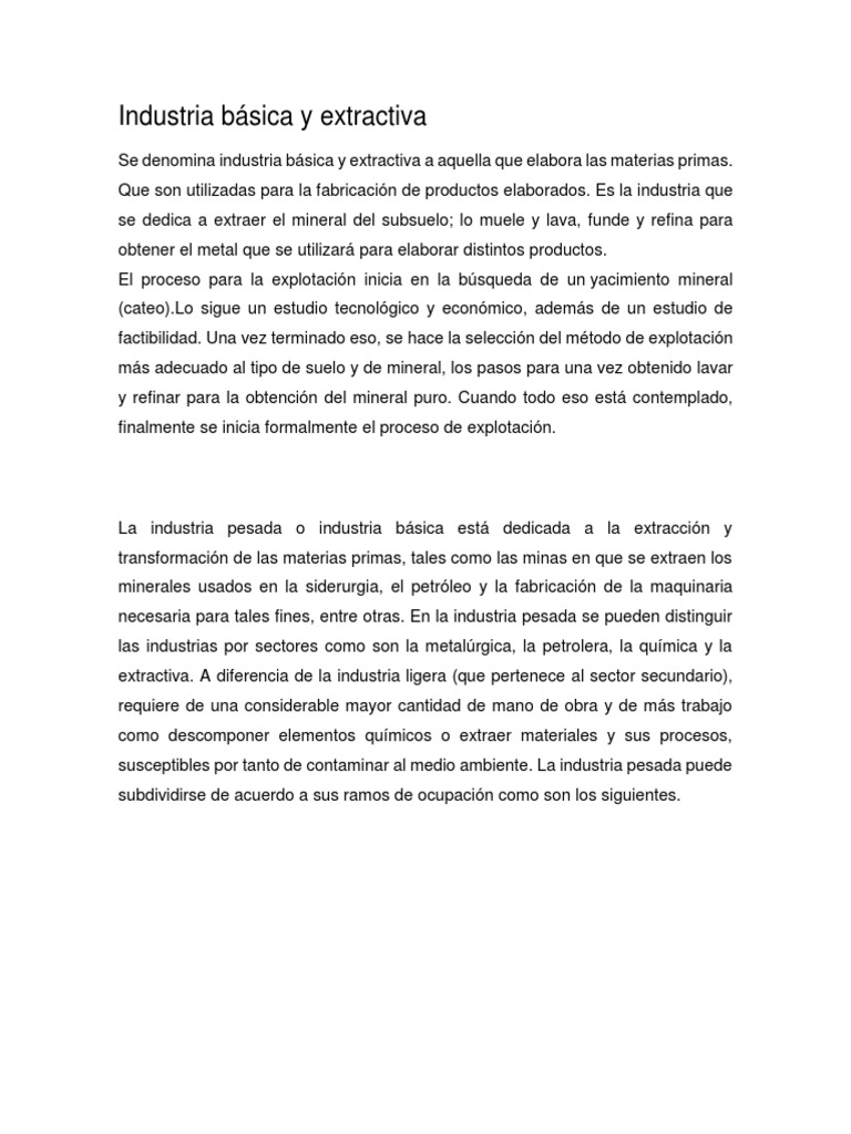 Industria Básica y Extractiva | PDF | Industria pesada | Minería