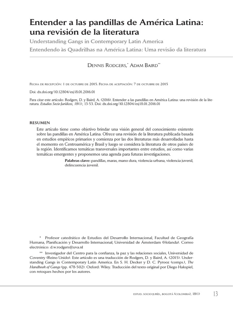 Estado Del Arte Pandillas | PDF | El Salvador | America latina