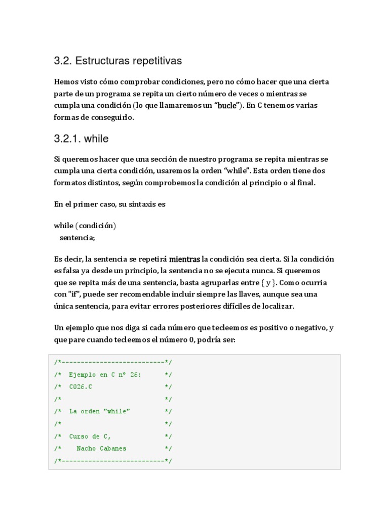 Bucles en C: while, do...while y for | PDF | Contraseña | Programa de computadora