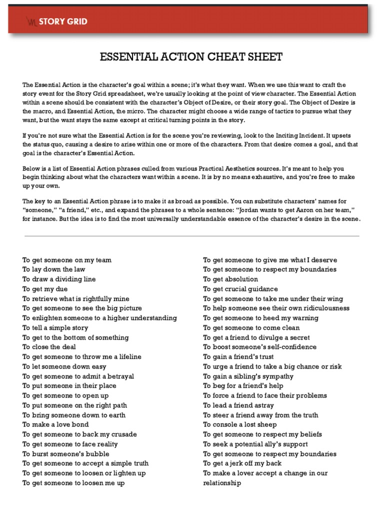 Essential Action Cheat Sheet | Goal | Free 30-day Trial | Scribd