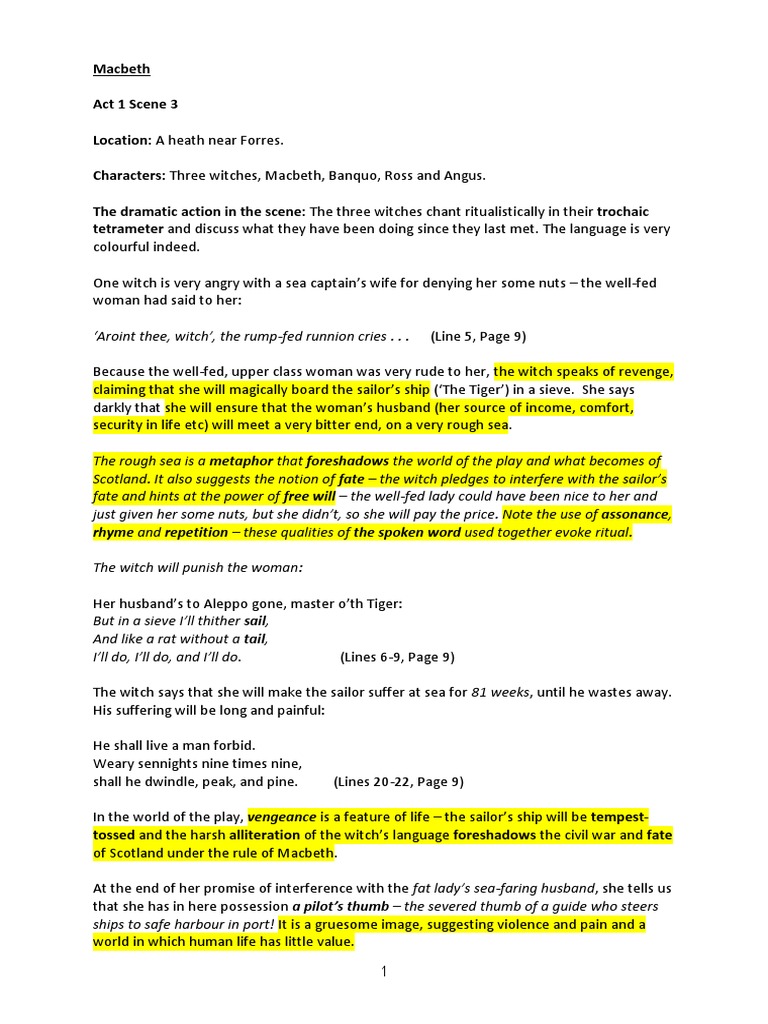 ACT1 Scene 3 Notes | PDF | Macbeth