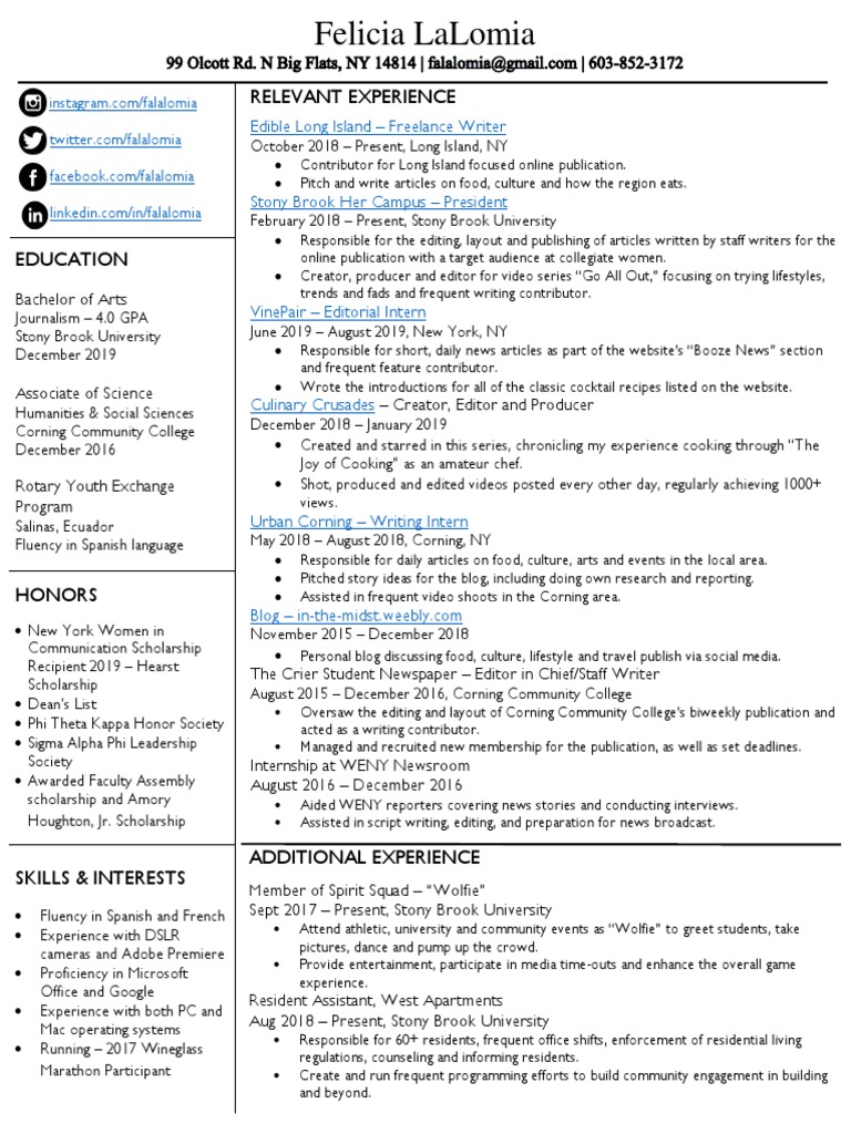 Resume June 2019 | PDF | Editing | News
