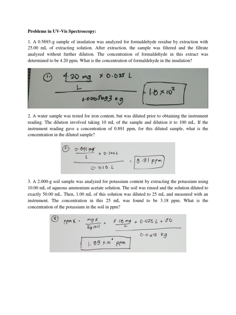 UV-Vis Spectroscopy Problems and Solutions | PDF | Ultraviolet–Visible ...