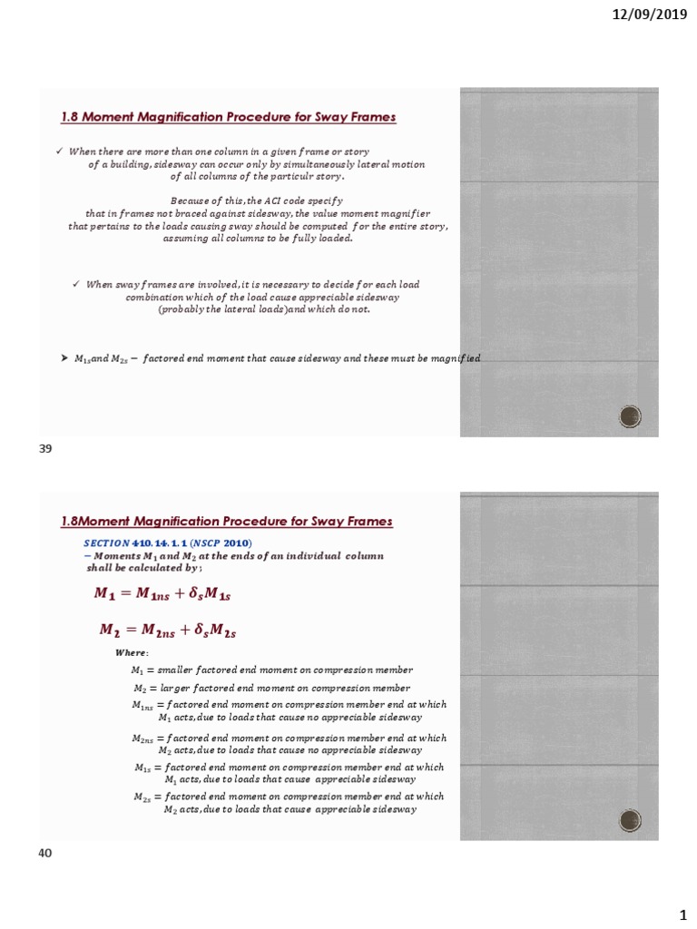 Sway Frames - Slender Column | PDF | Price Elasticity Of Demand | Column