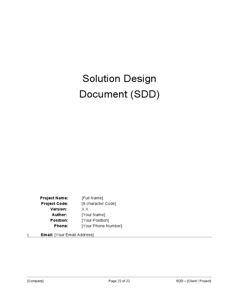 Solution Design Document (SDD) : Project Name: Project Code: Author ...