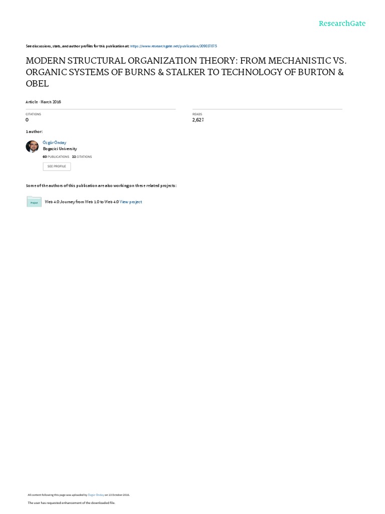 Modern Structural Organization Theory PDF | PDF | System | Systems Theory