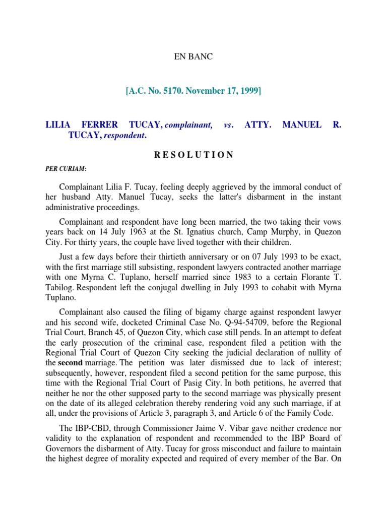 Tucay V Tucay | PDF | Disbarment | Lawyer