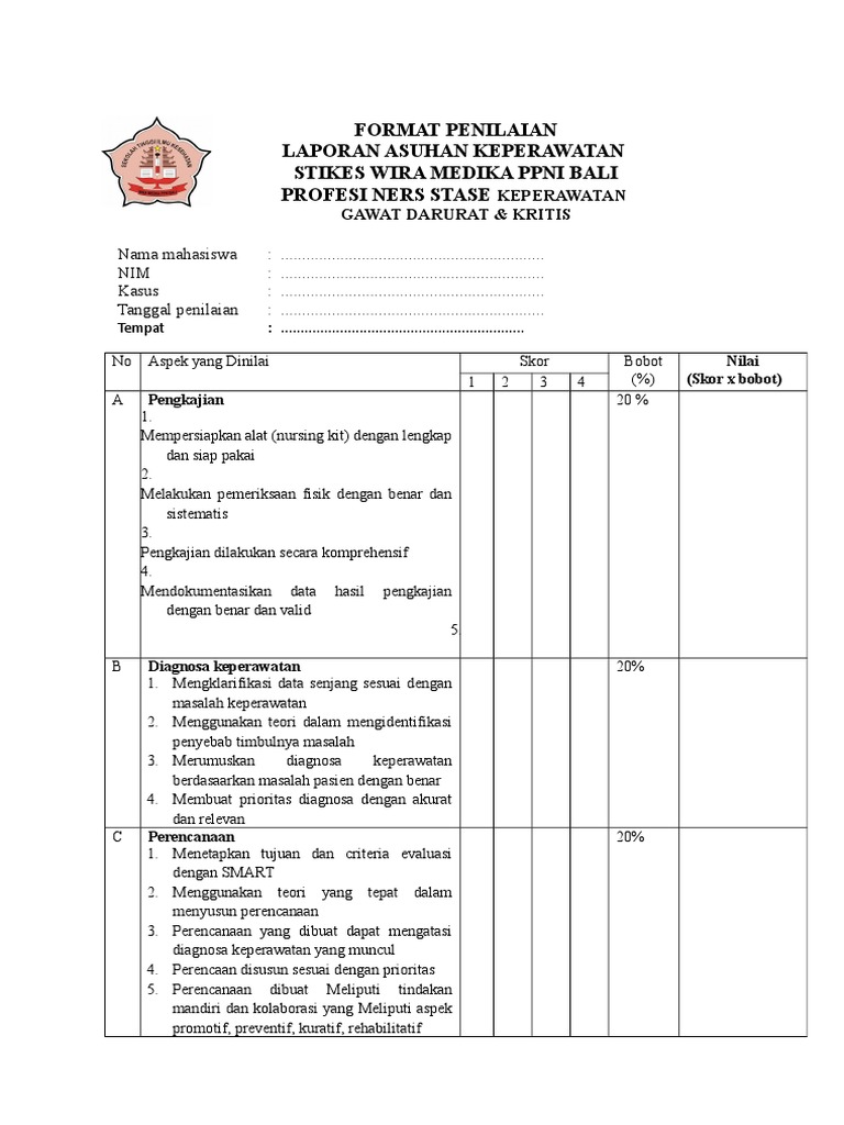 Format Askep Dan Nilai Kritis Gadar-1 | PDF