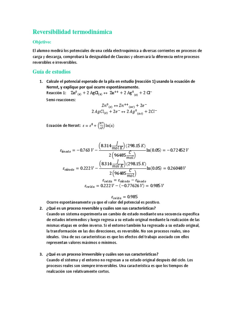 Reversibilidad Termodinámica | PDF | Temperatura | Termodinámica