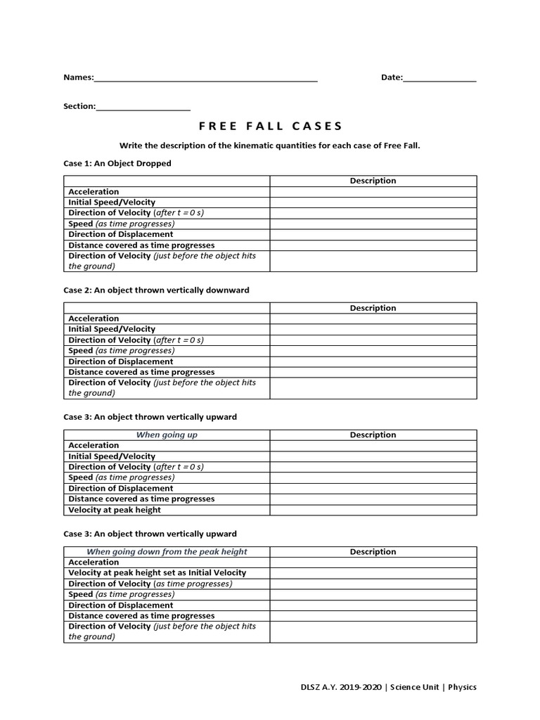 Cases of Free Fall | PDF