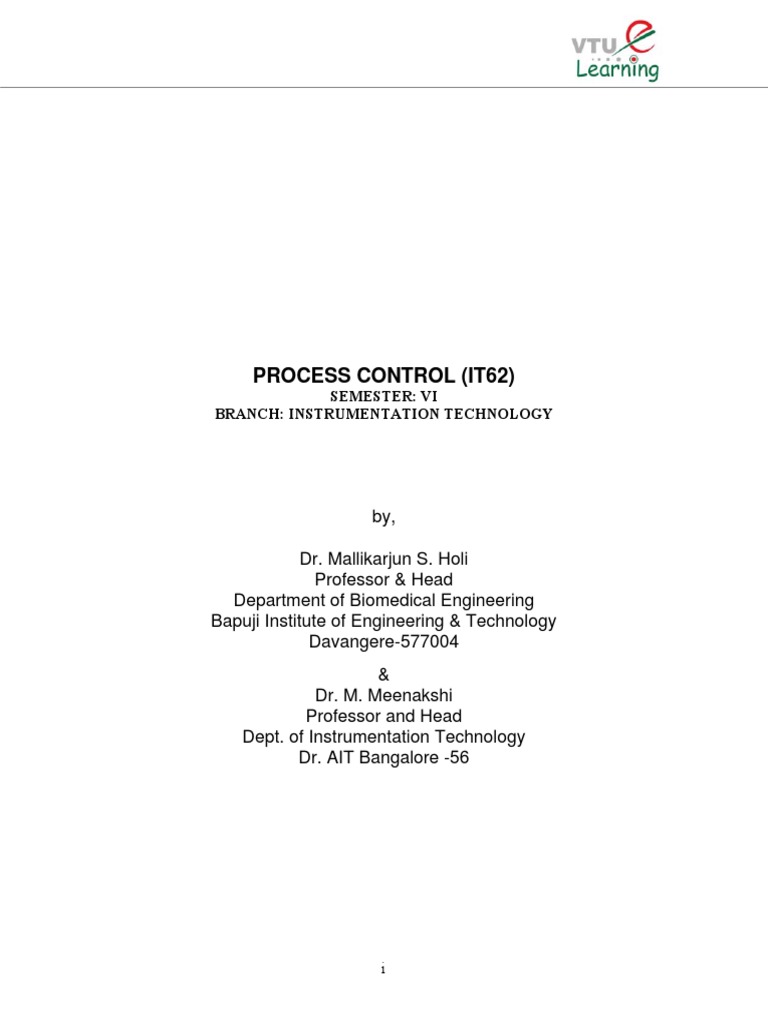 Process Control Unit 1 | PDF | Control Theory | Control System