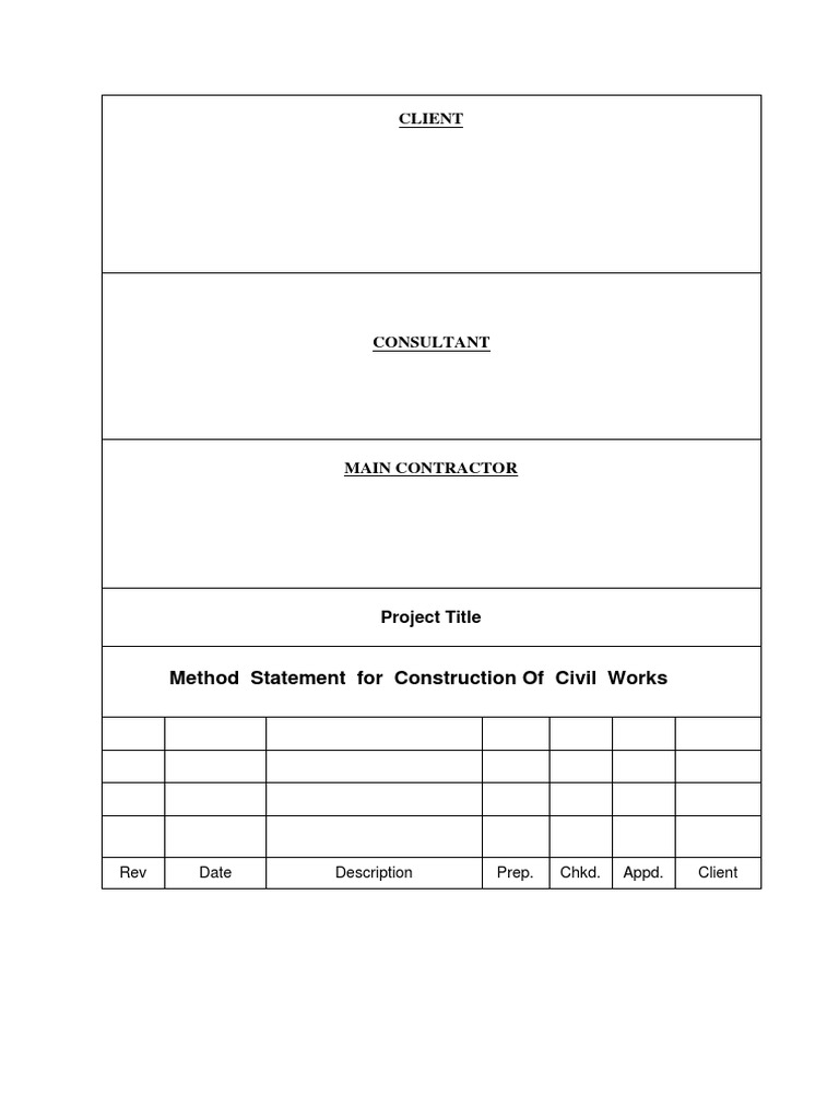 Client: Method Statement For Construction of Civil Works | PDF ...