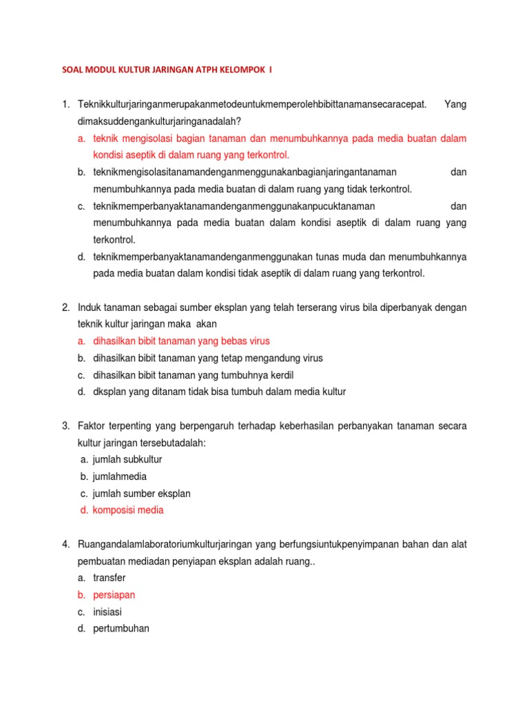 Soal Modul Kultur Jaringan ATPH KKG | PDF