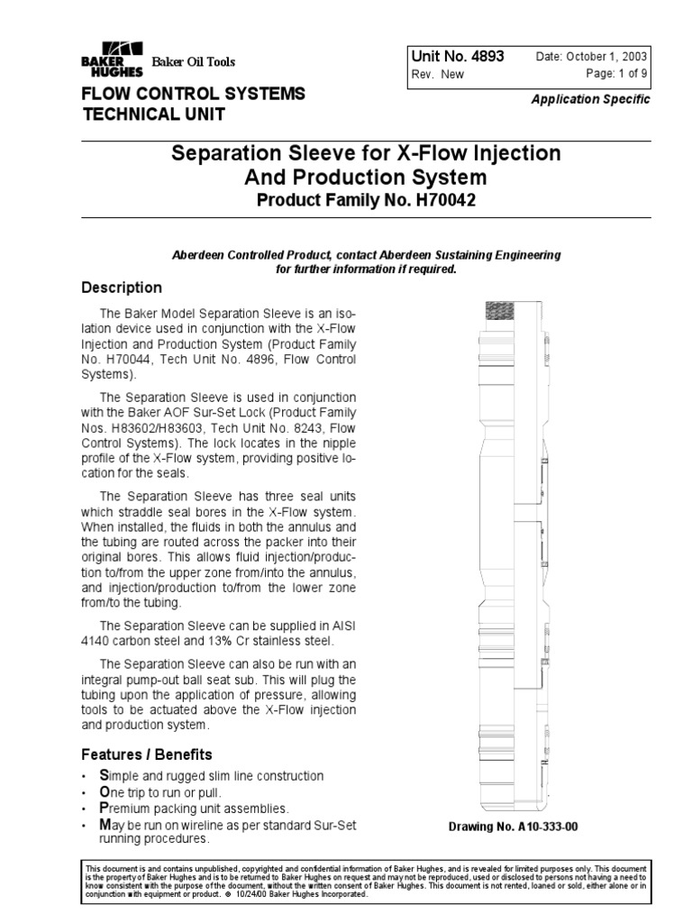 Separation Sleeve For X-Flow Injection and Production System | PDF ...