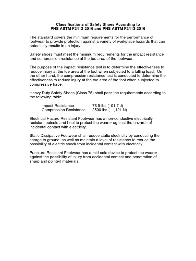 Safety Shoes Class | PDF