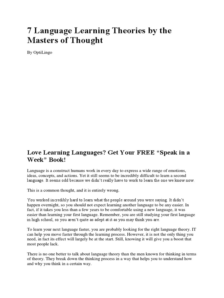 7 Language Learning Theories by The Masters of Thought: Love Learning ...