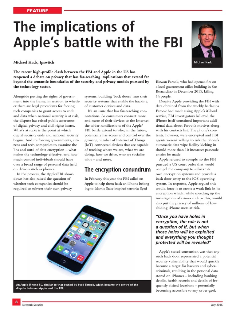 2016 The Implications of Apple's Battle With The FBI | PDF | Apple Inc ...