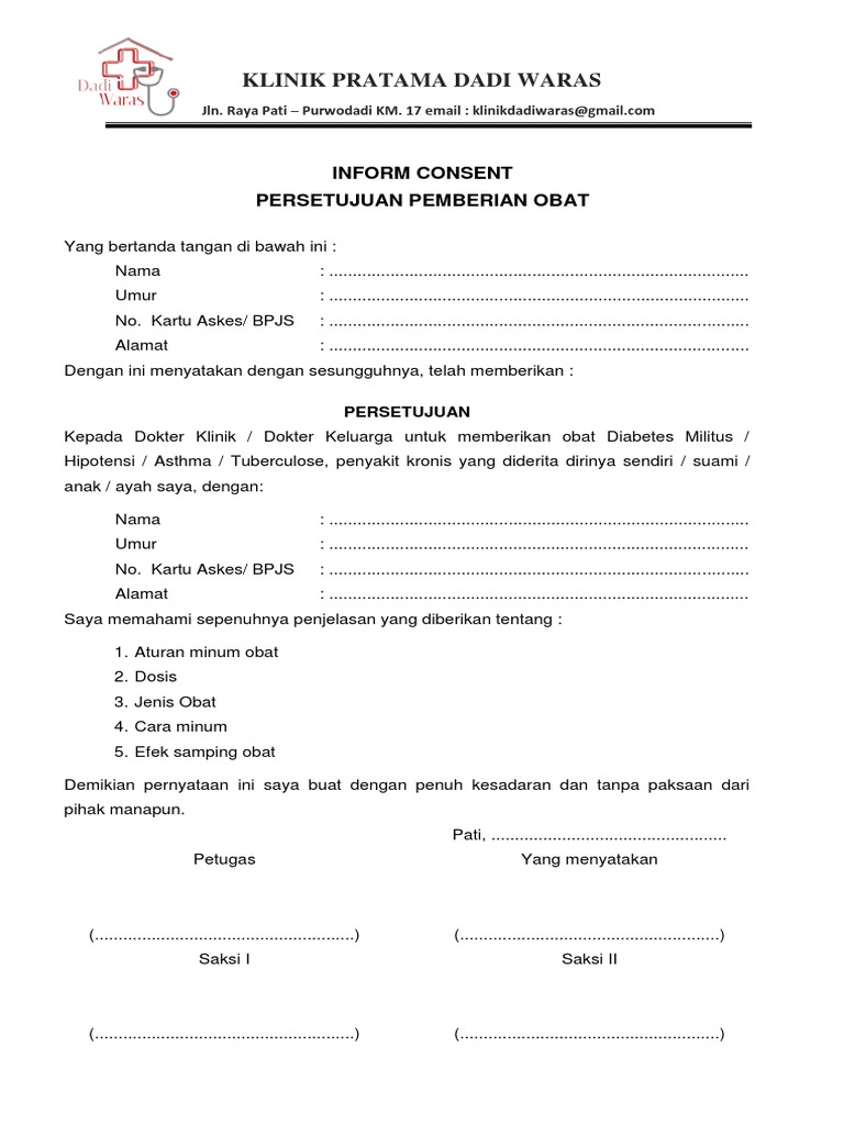 Inform Consent Pemberian Obat | PDF