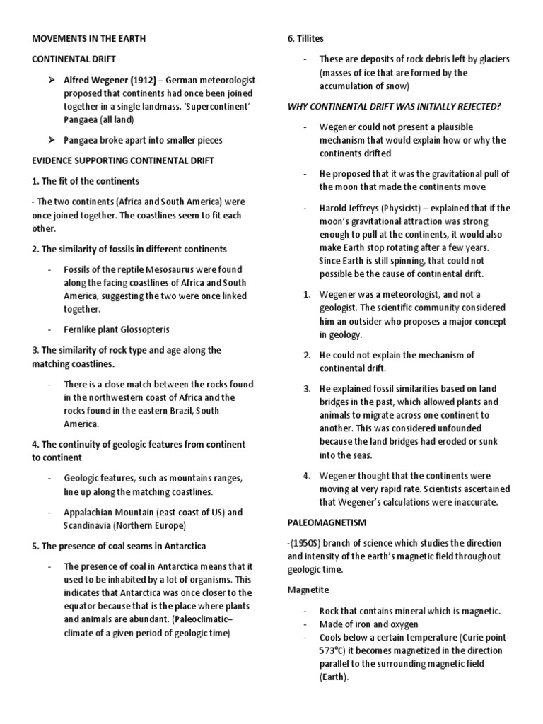 Movements in The Earth | PDF | Plate Tectonics | Fault (Geology)
