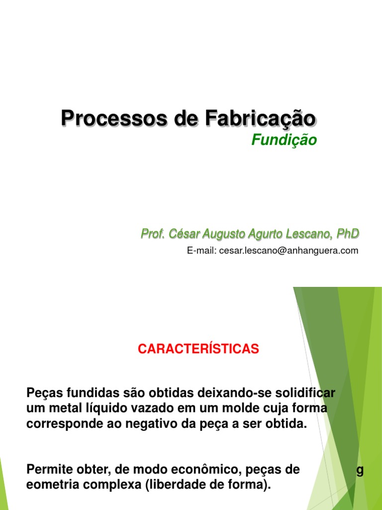 Processos de Fabricação | PDF | Fundição (metalurgia) | Congelamento