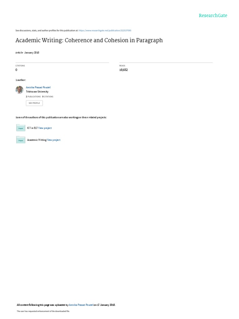 Academic Writing: Coherence and Cohesion in Paragraph: January 2018 ...