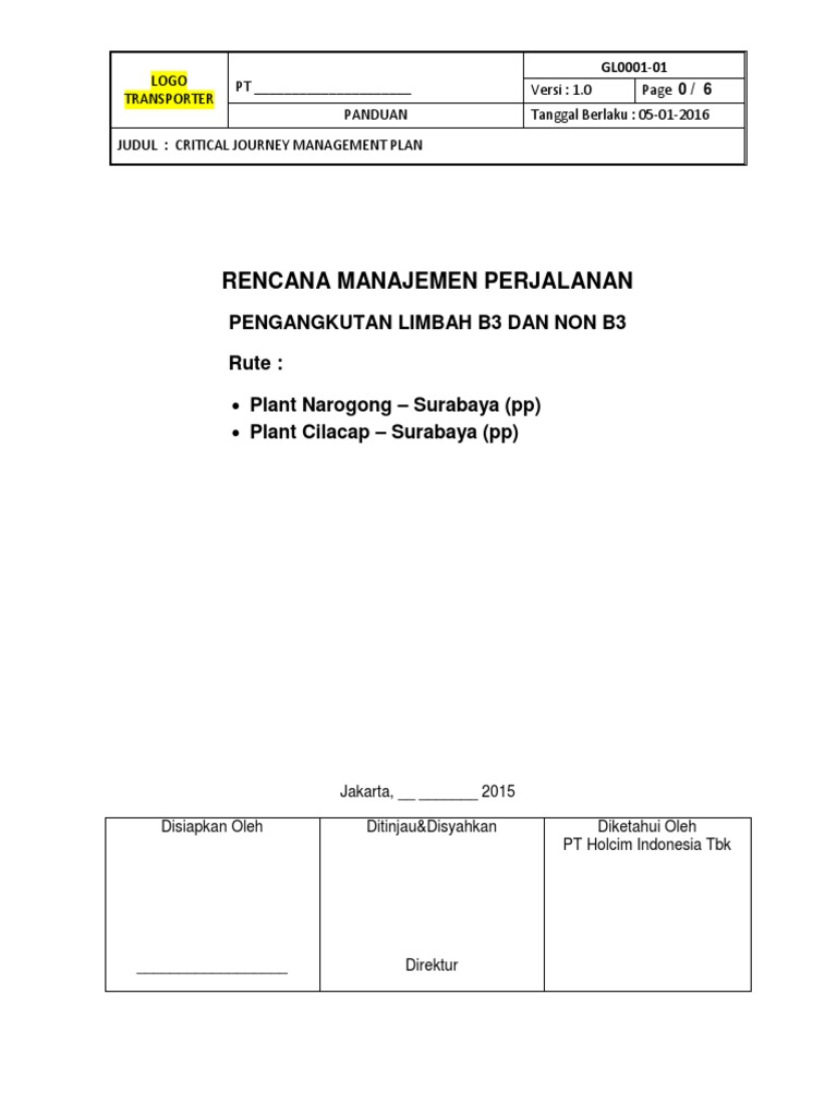 102 Draft-Journey Management Plan Ver - 1.0 | PDF