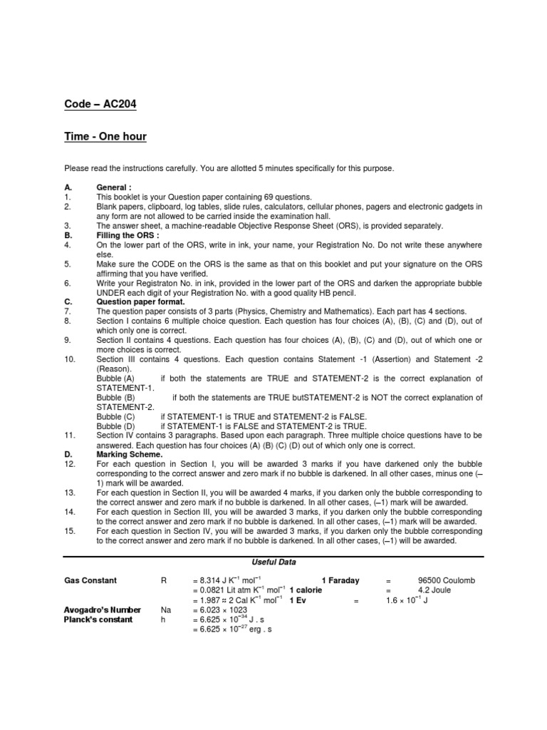 Chemistry - Test 1 | Download Free PDF | Ketone | Physical Chemistry