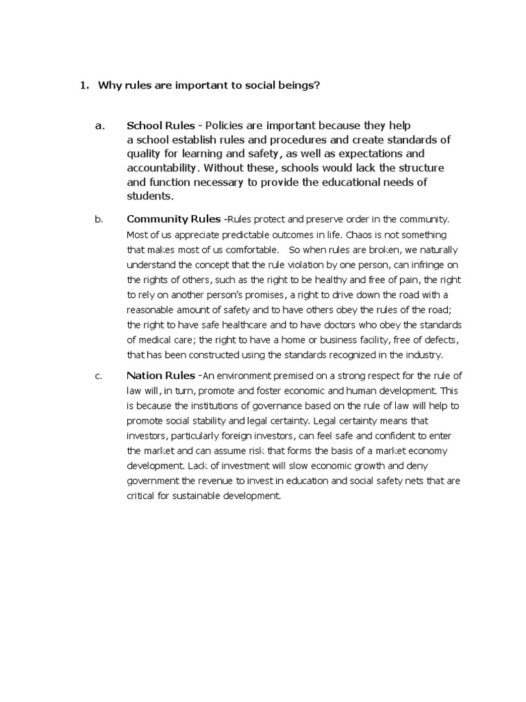 Why Rules Are Important To Social Beings?: - Rules Protect and Preserve ...