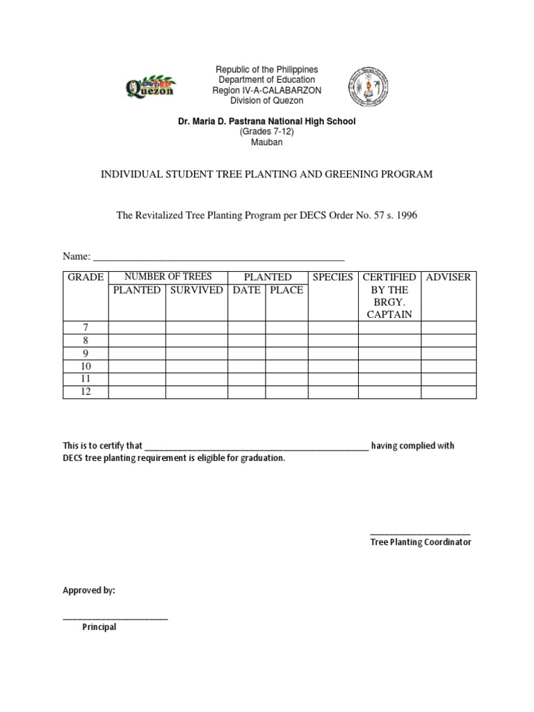 Tree Planting Form | PDF