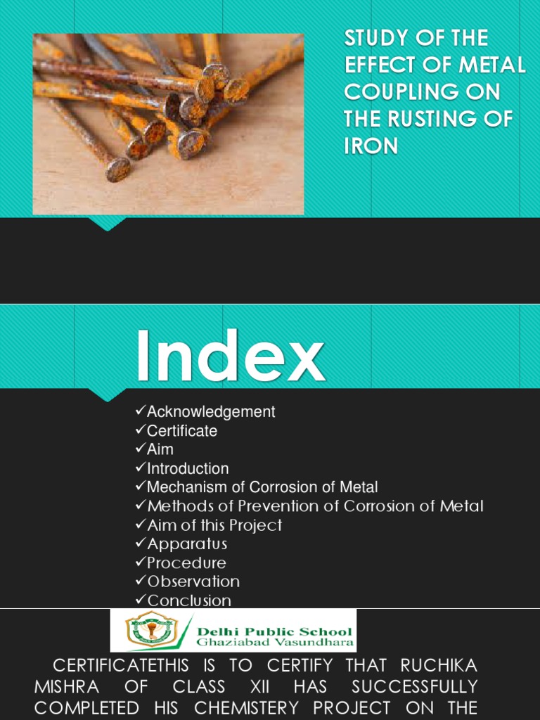 Study of The Effect of Metal Coupling On The Rusting of Iron | PDF ...