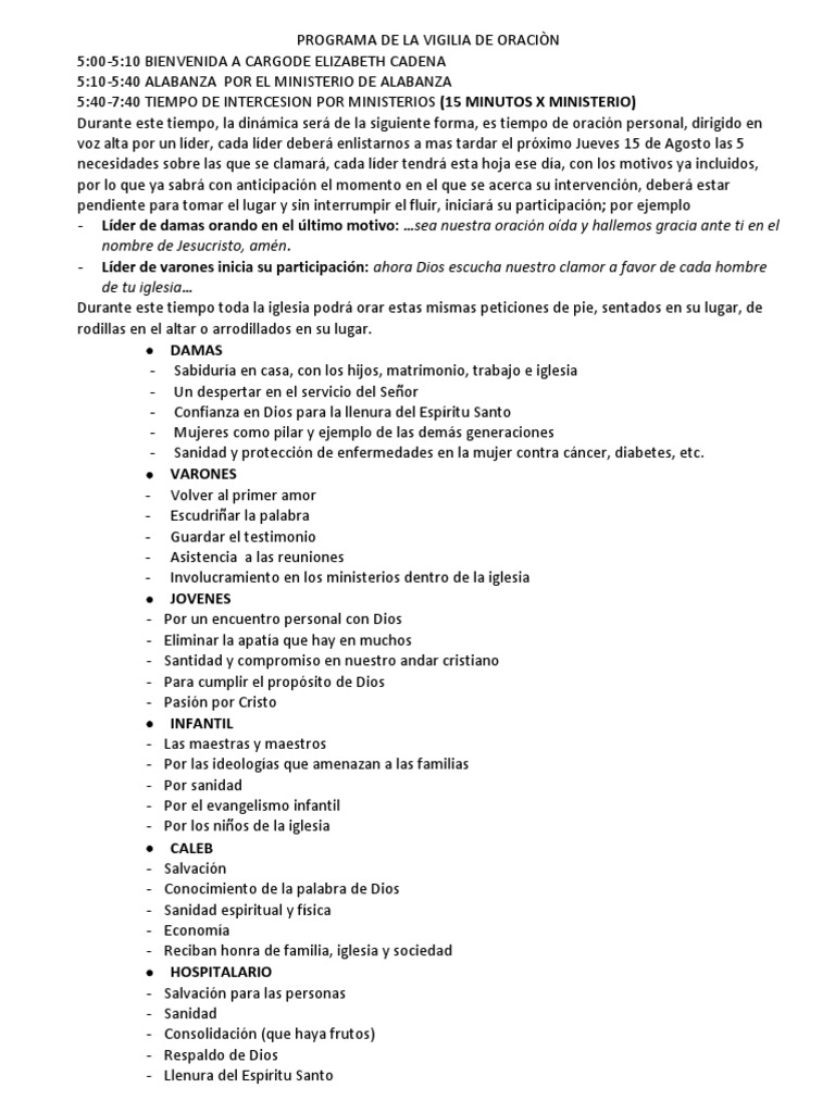 Programa de Vigilia de Oración | PDF | Oración | Salvación