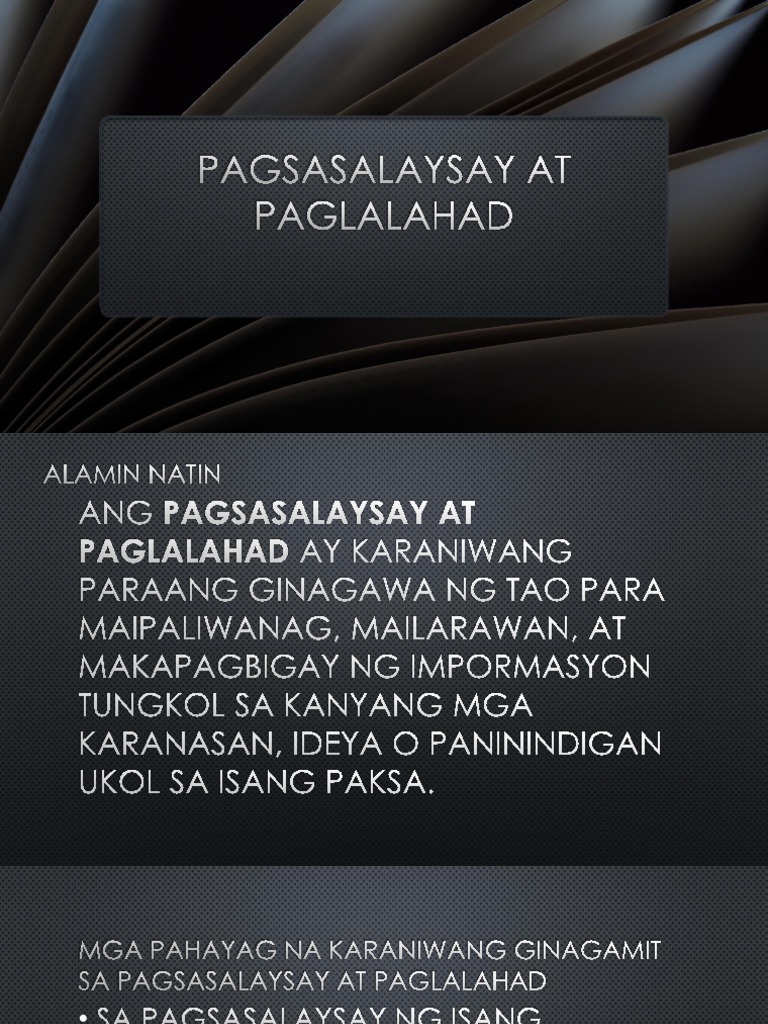 Pagsasalaysay at Paglalahad | PDF